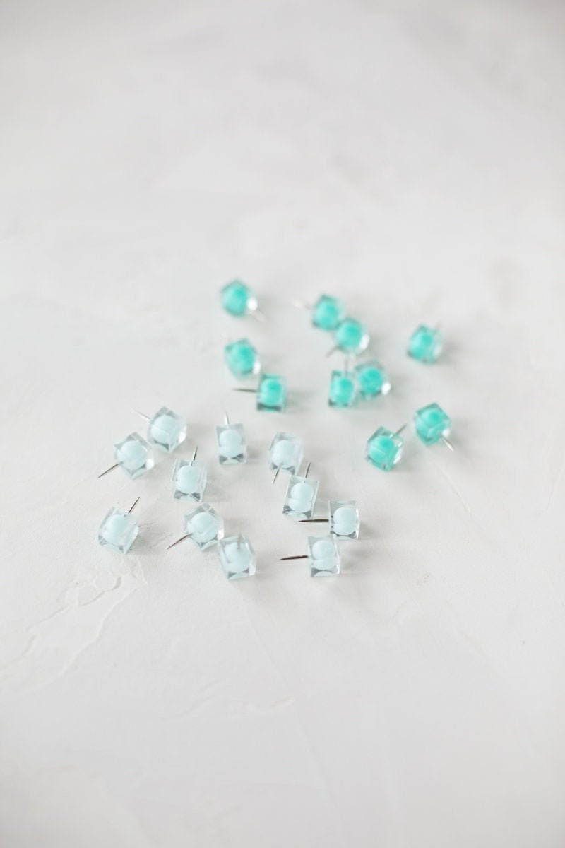 Clear Green Square Acrylic Push Pins Seafoam Mint / Bright - Etsy