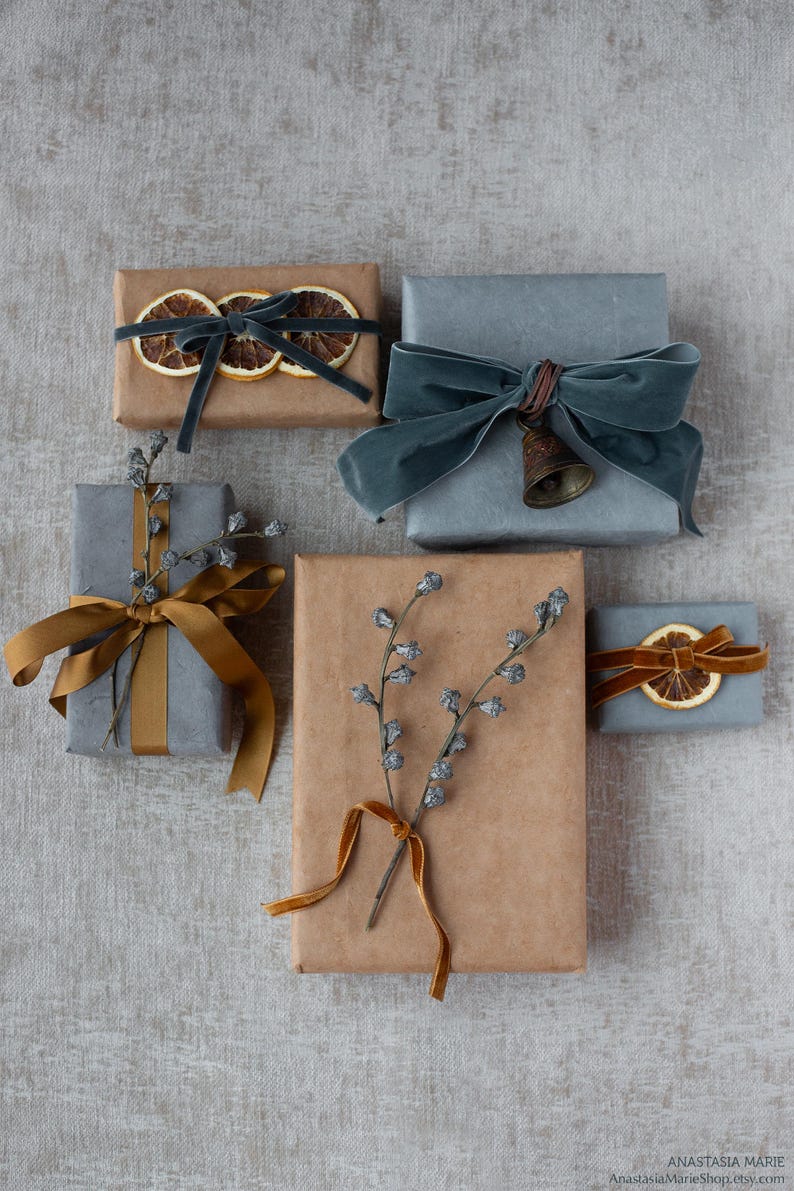 Lokta Seeded Wrapping Paper: 2 Sheets, Handmade, Deckled Edge • Blue ...