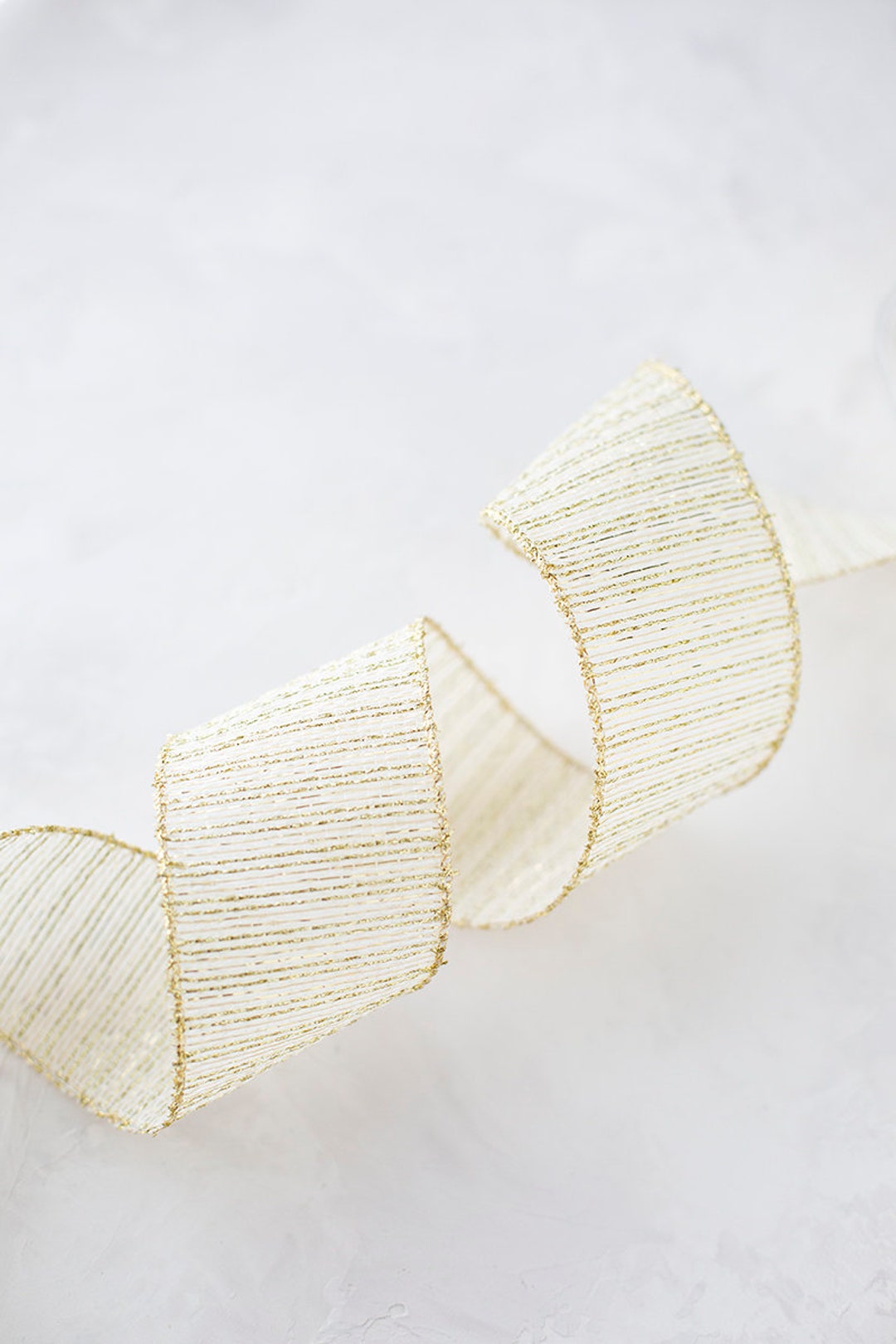 Gold Metallic Stripe Tweed Woven Wired Ribbon 2-1/2 - Etsy