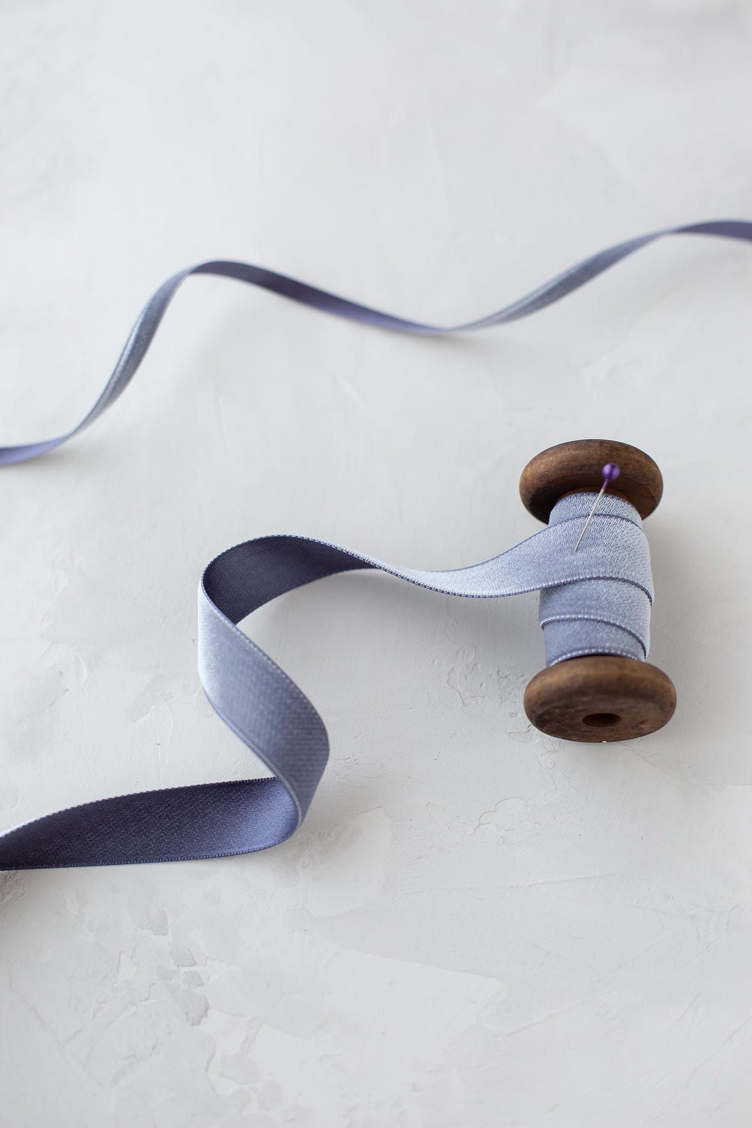 Antique Blue Rayon Velvet Satin Ribbon: Japanese • 1/4