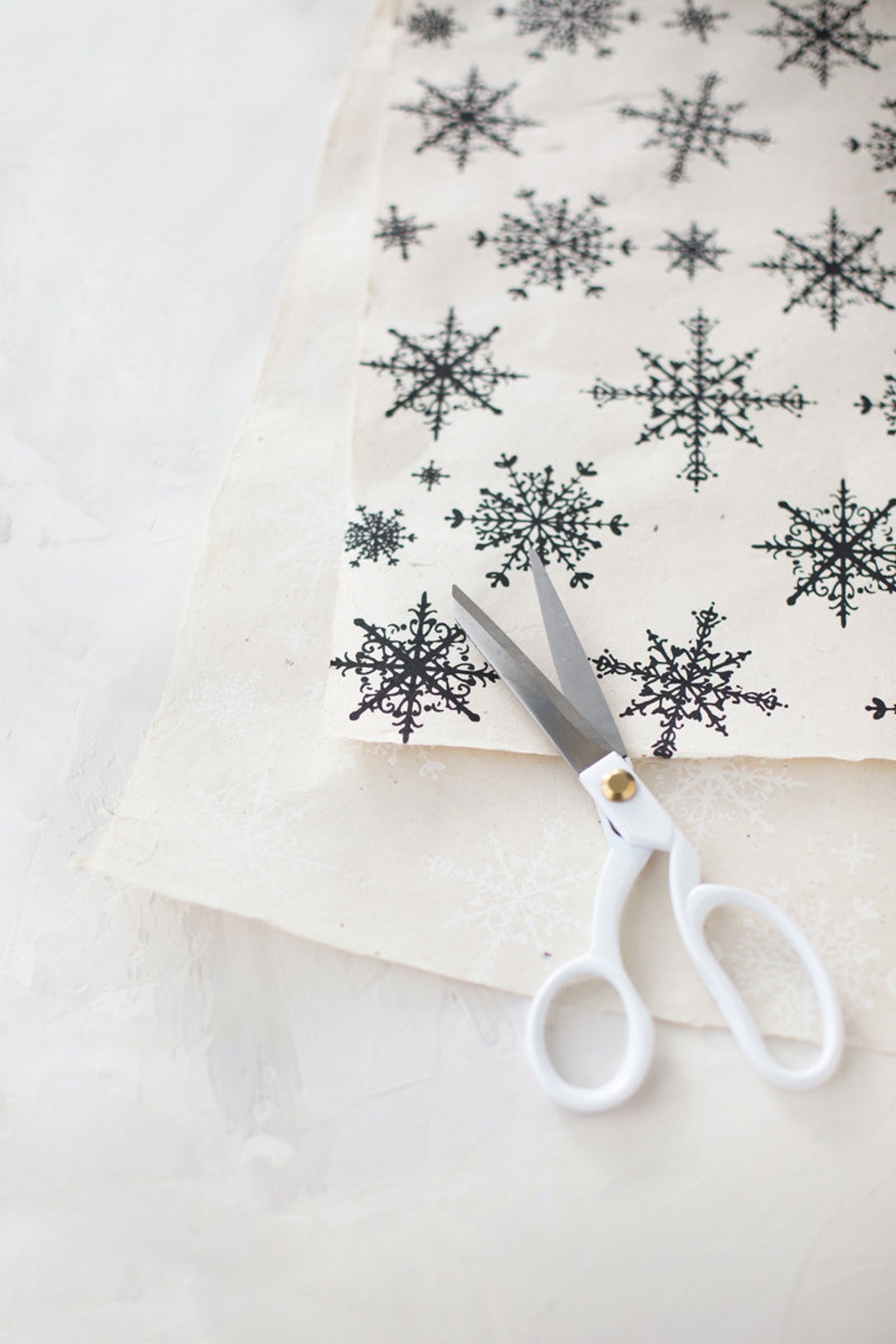 Snowflake Lokta Handmade Recycled Seeded Wrapping Paper Sheets W ...