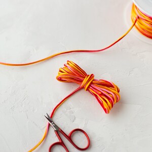 Red + Orange + Yellow + Pink Variegated French Satin Cord String • 1/8 ...