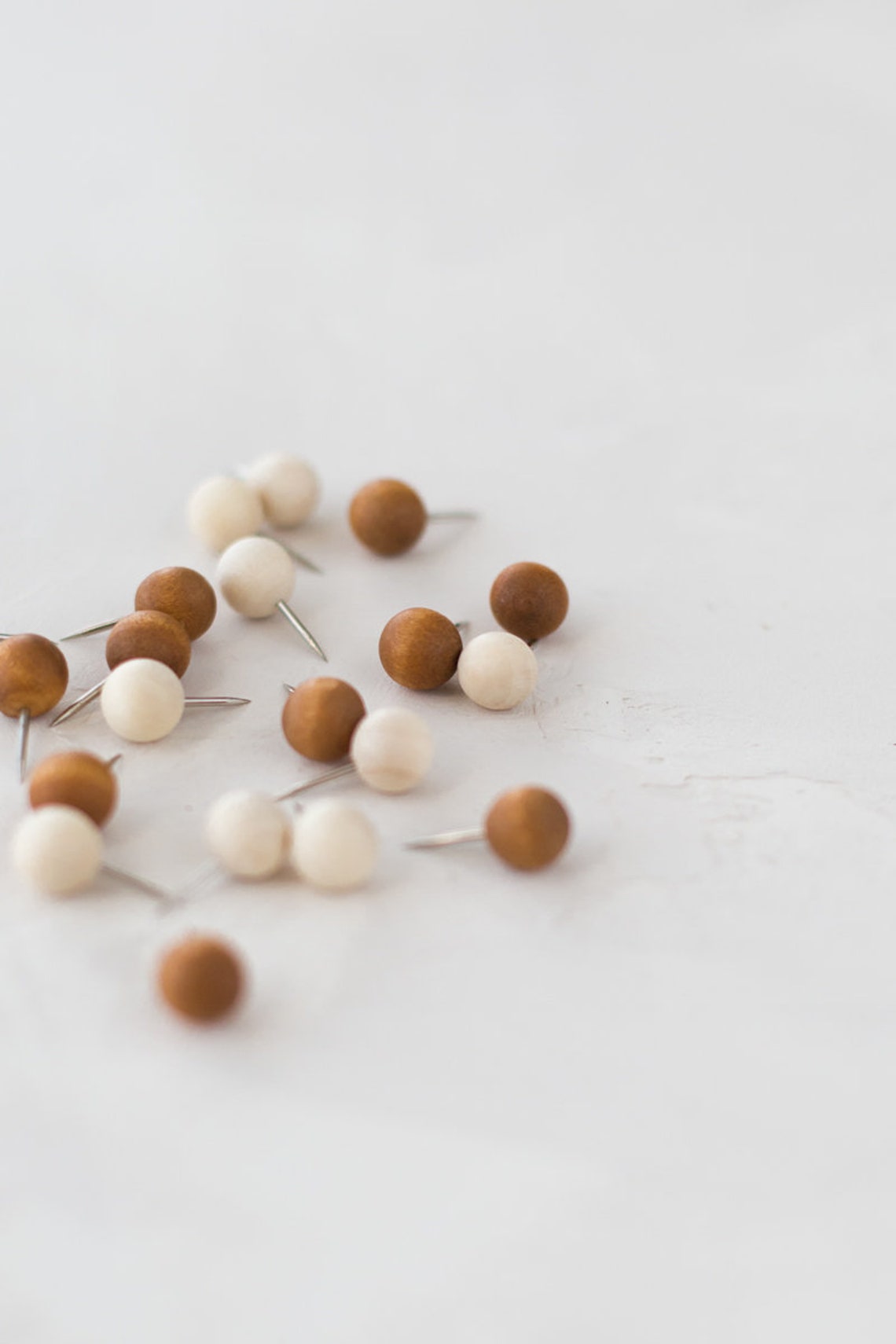 Round Wood Push Pins 20 Pc Natural / Walnut | Etsy