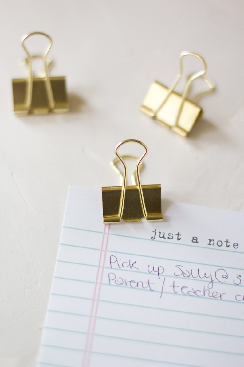 Gold Metal Binder Clips Mini / Small / Medium / Large | Etsy