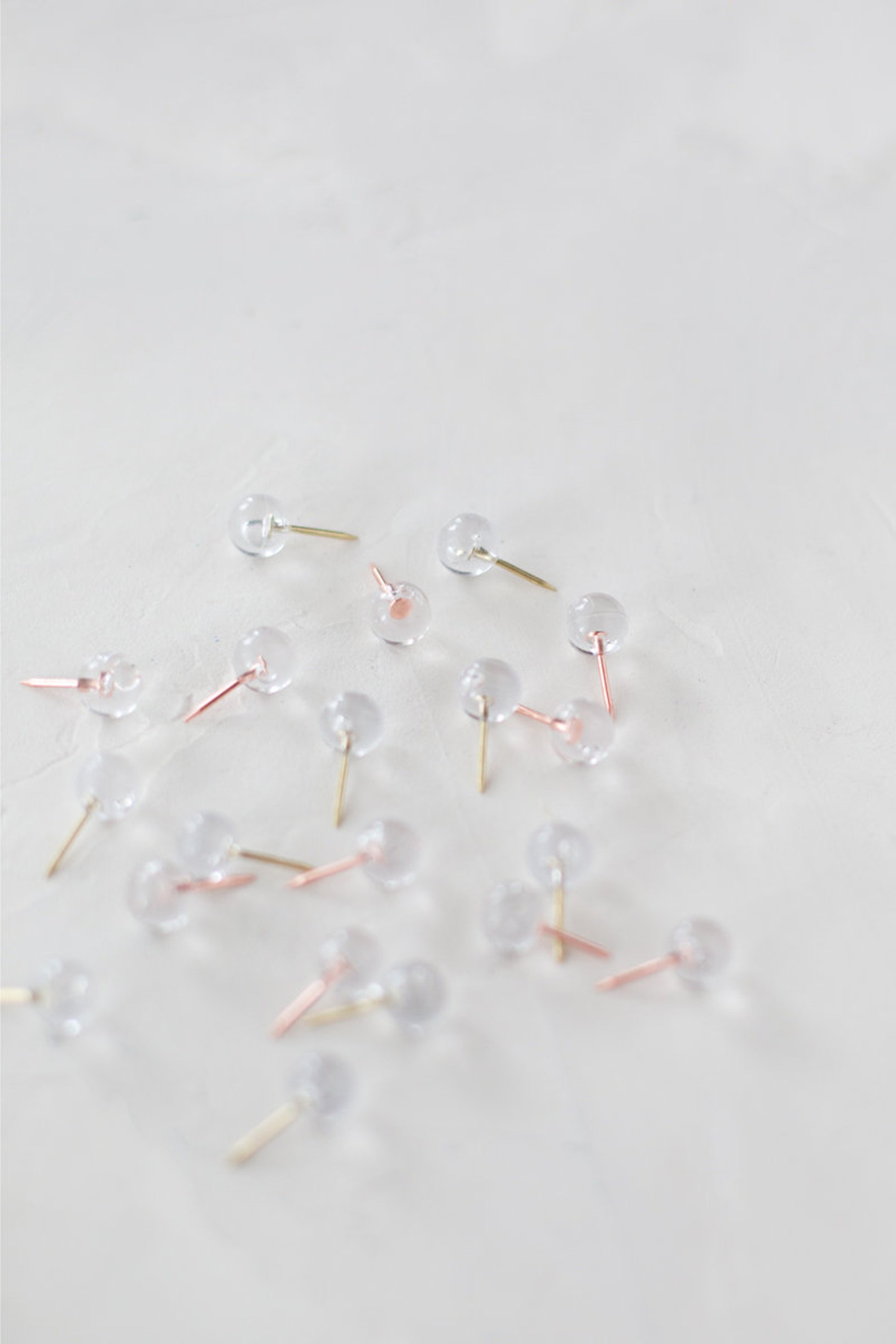Round Clear White Push Pins Rose Gold Tips / Gold Tips 50 | Etsy