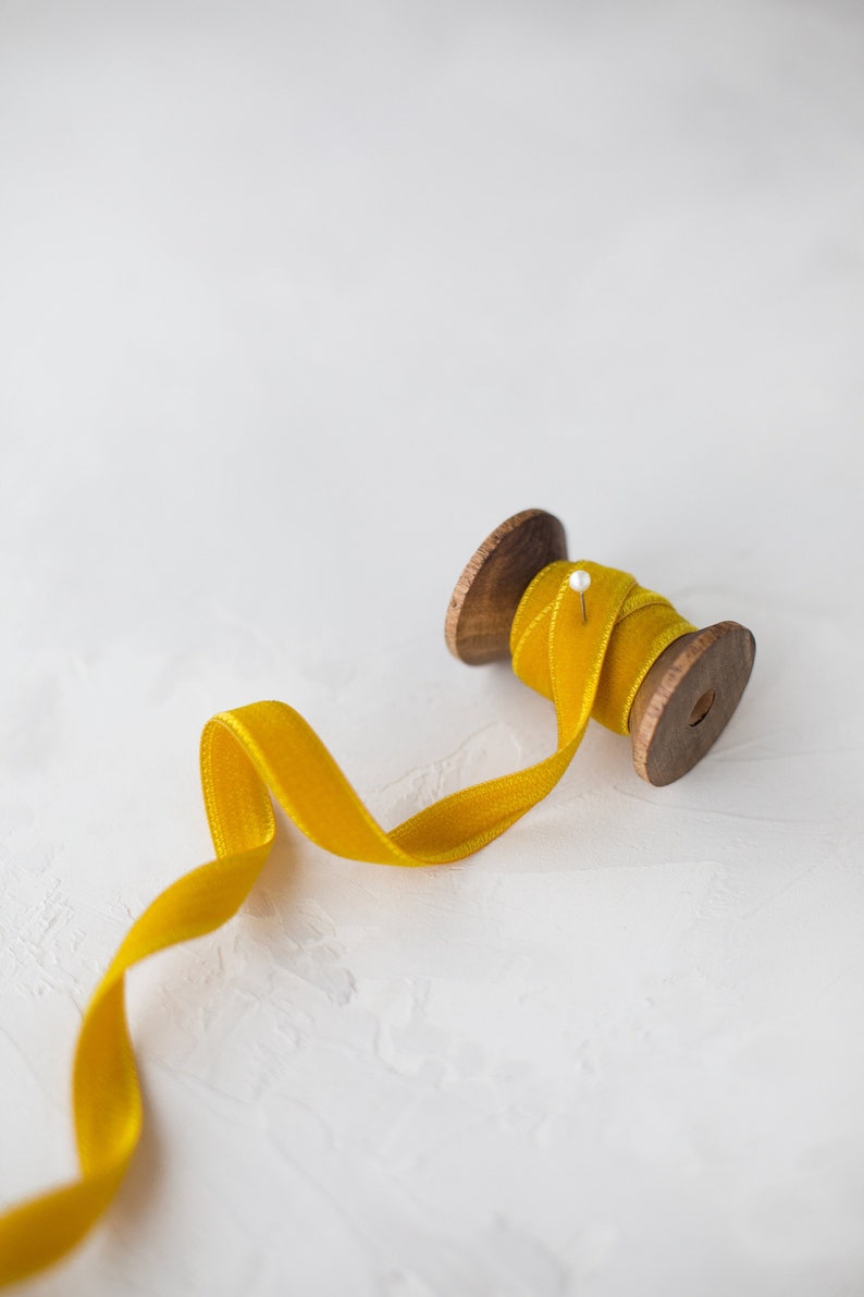 Mustard Yellow Rayon Velvet Ribbon: Double-faced, Japanese • 1/8" • 1/4 ...