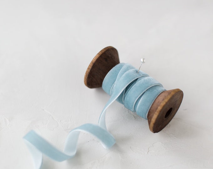 Soft Blue Velvet Ribbon 1/4 3/8 - Etsy