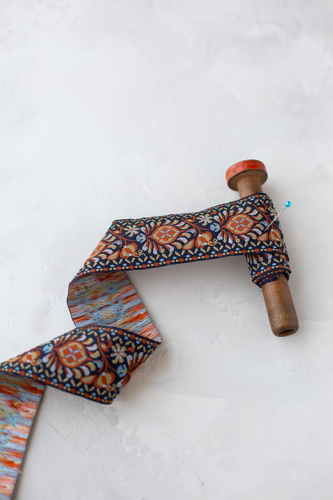 Orange Rust Deep Navy Blue Floral Jacquard Ribbon Trim 2 VINTAGE - Etsy