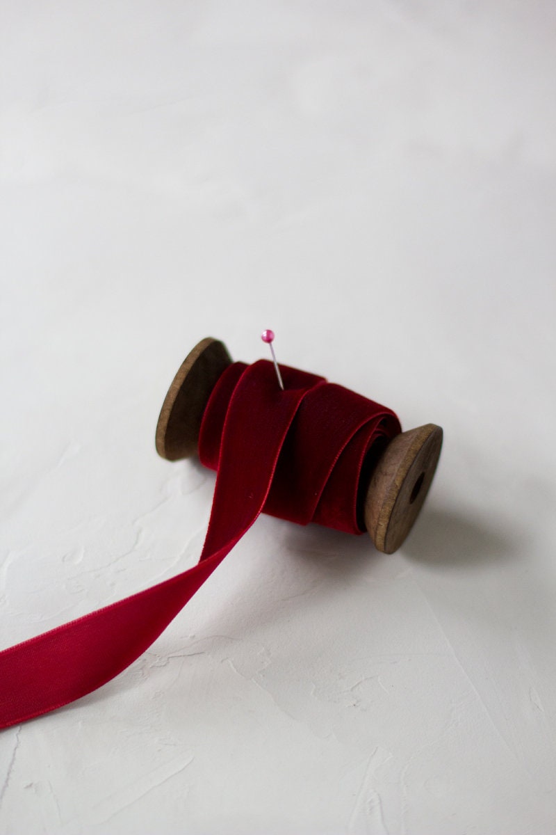 Burgundy Red Velvet Ribbon 1/8 1/4 3/8 - Etsy UK