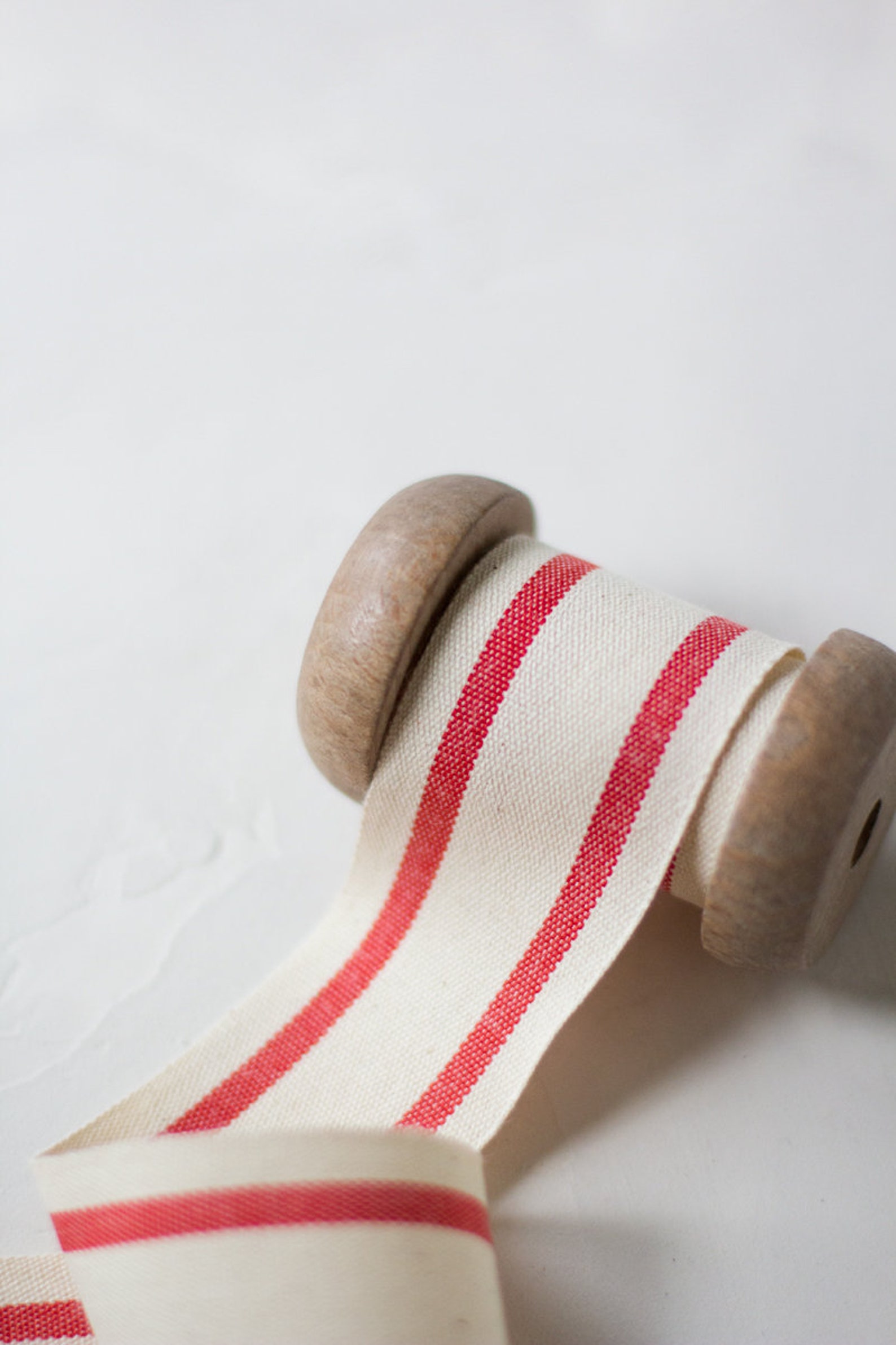 Red Natural Double Stripe Cotton Blend Ribbon 5/8 - Etsy