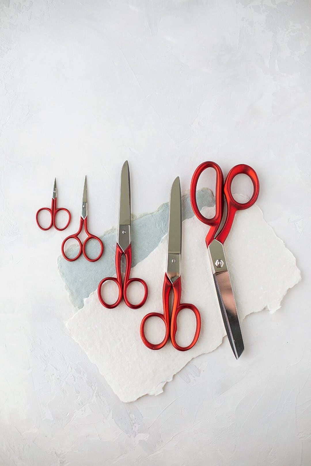 Scarlet Red Soft Touch Italian Scissors • Mini / Small / Medium / Large ...