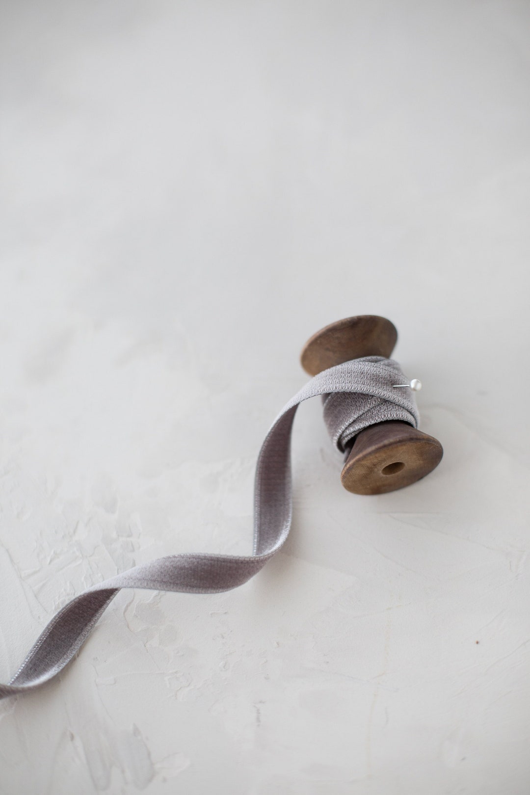 Pewter Gray Rayon Velvet Ribbon: Double-faced, Japanese • 1/8