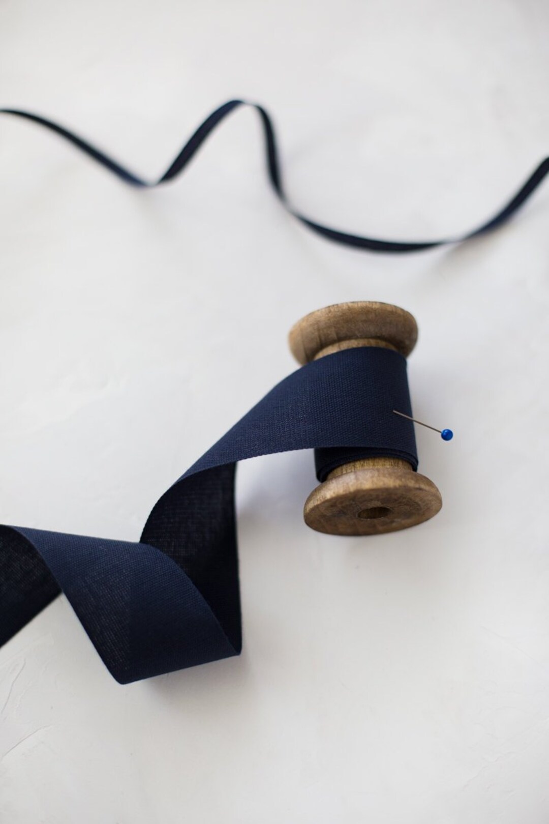 Indigo Navy Blue Cotton Ribbon: Italian Tight Weave • 1/4" • 5/8" • 1 ...