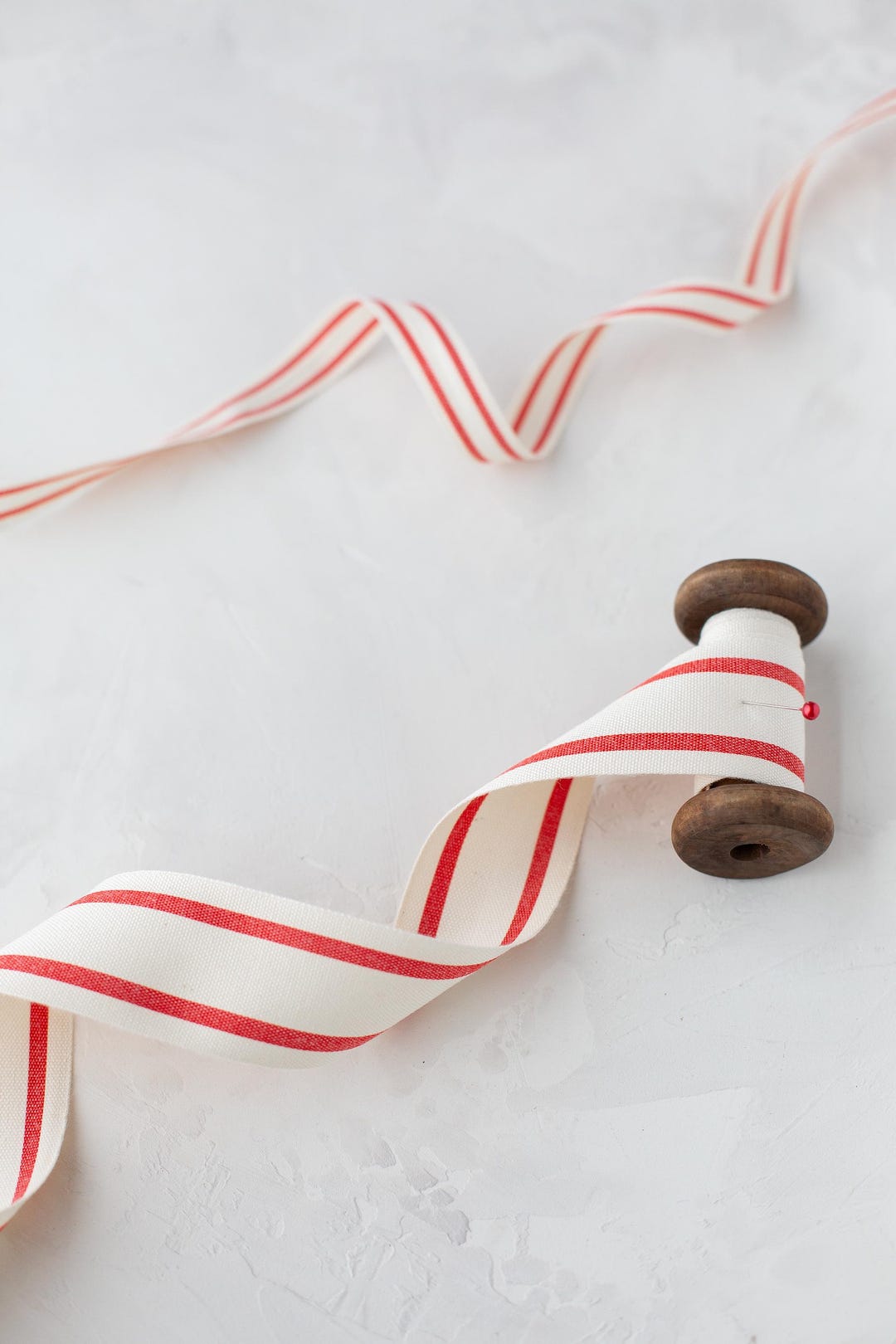 Red + Natural Double Stripe Cotton Blend Ribbon • 5/8" • 1.5" - Etsy