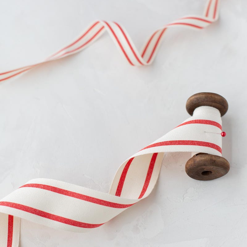 Red and White Stripe Ribbon - Etsy