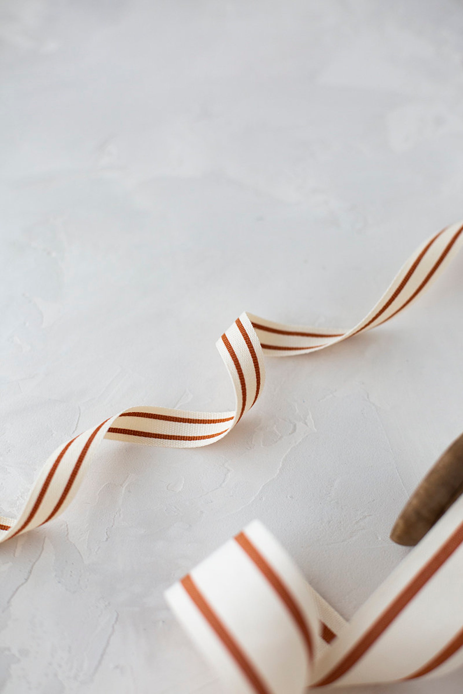 Copper Rust Natural Double Stripe Cotton Blend Ribbon 5/8 | Etsy