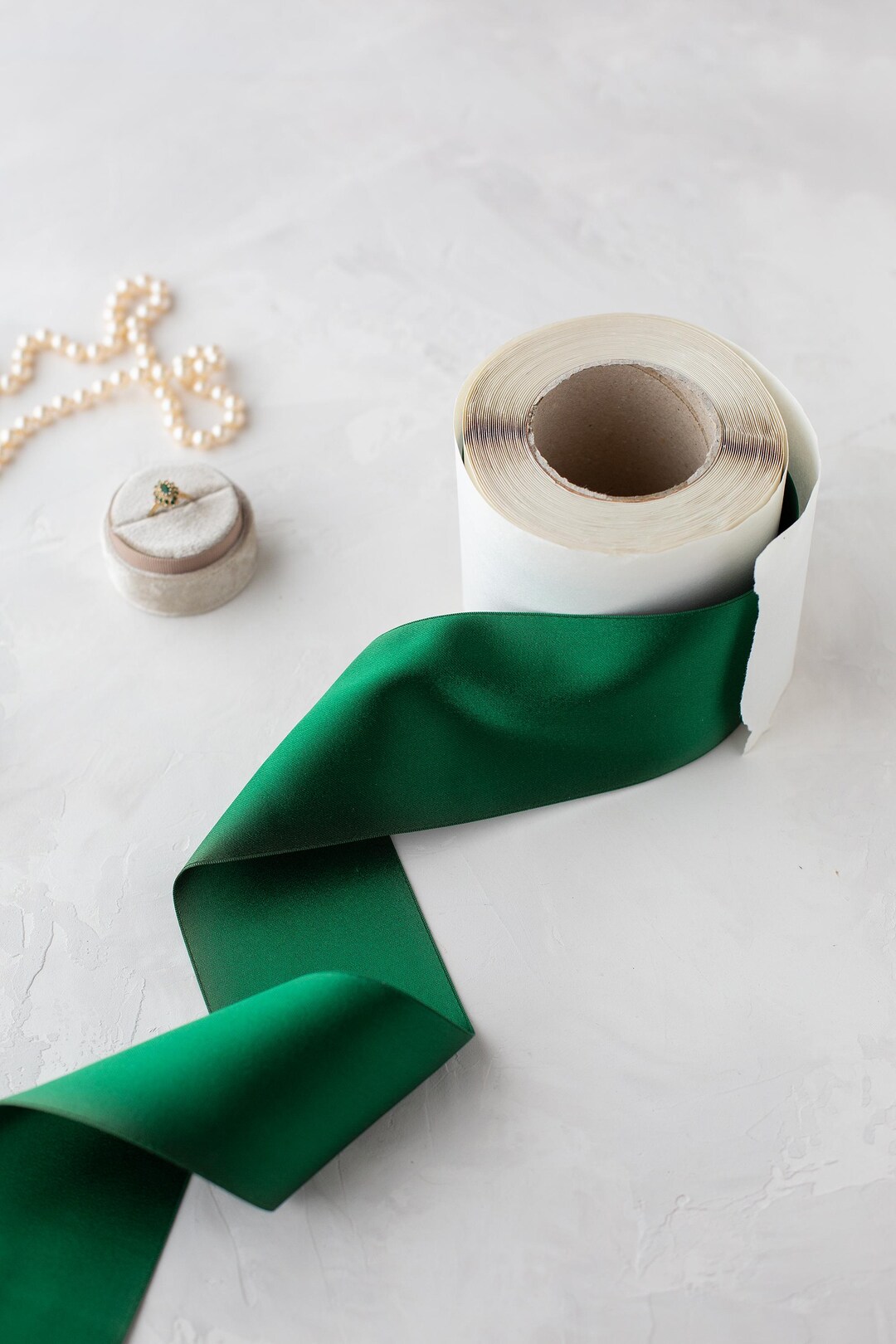 Emerald Green Double-faced Satin Ribbon • 3" • VINTAGE BTY - Etsy