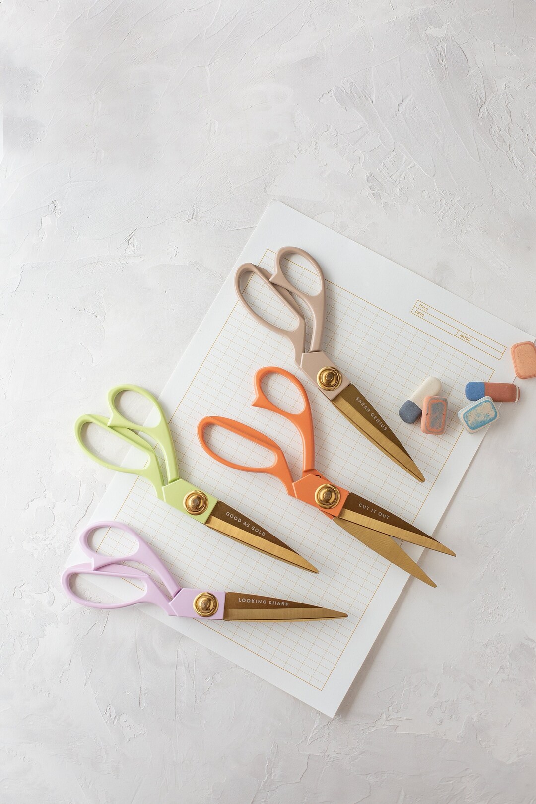 Painted Metal Crafting Scissors W/ Gold Details + Etched Slogan • 7-3/4 ...