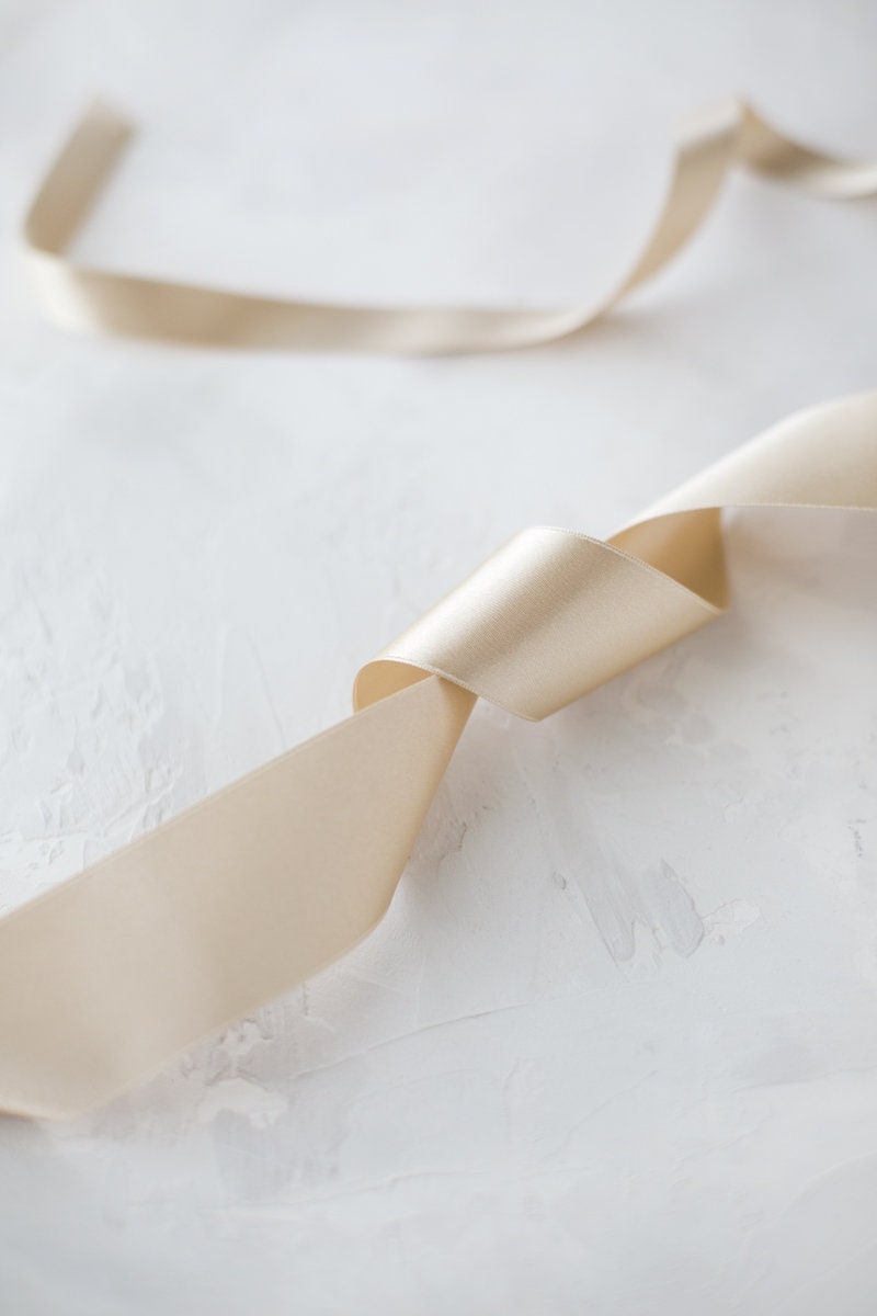 Champagne Double-Faced Satin Ribbon 1/8 1/4 | Etsy