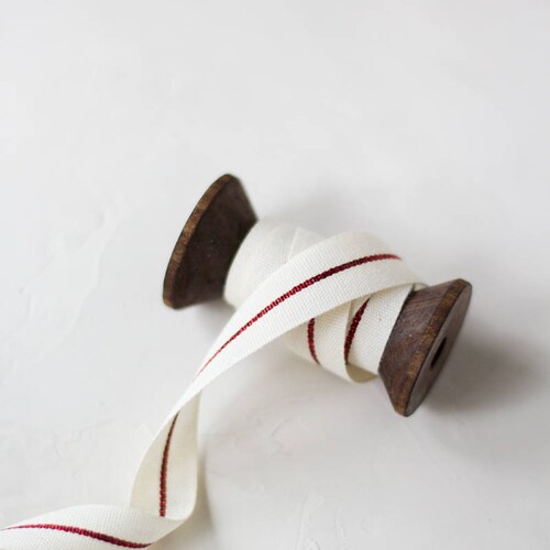Red Natural Double Stripe Cotton Blend Ribbon 5/8 - Etsy