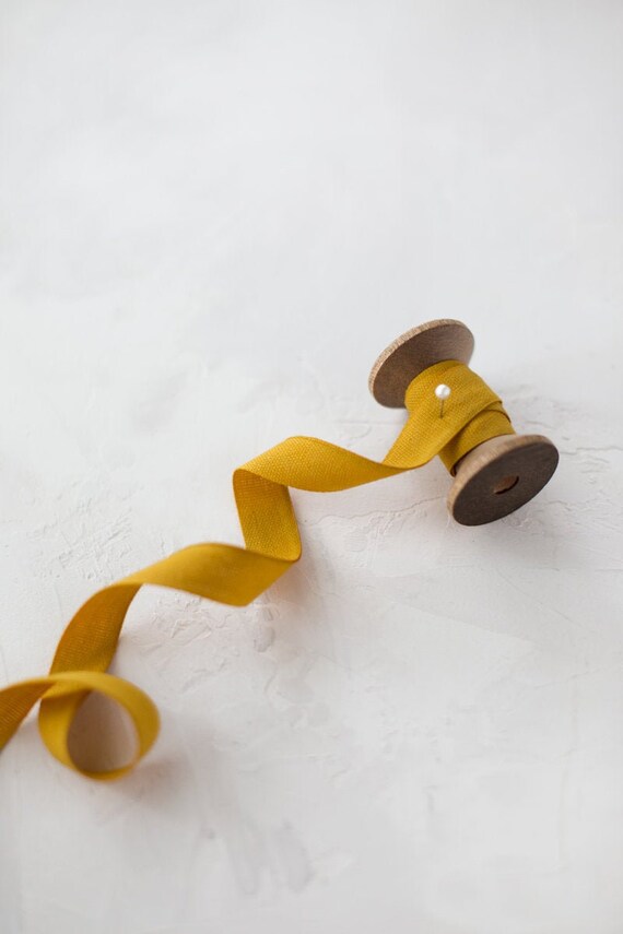 Mustard Yellow Variegated Hand-Dyed Cotton Ribbon 5/8 | Etsy