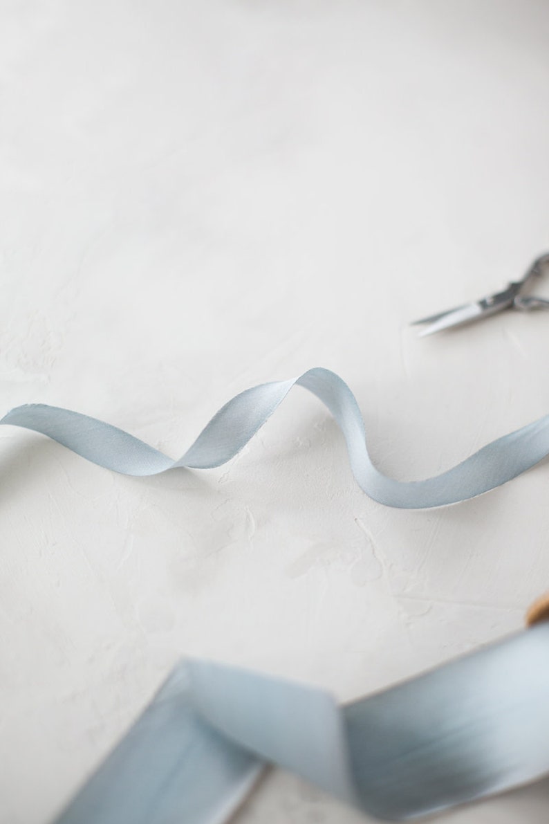Blue Gray Mist Bias-cut Hand-dyed Silk Charmeuse Ribbon - Etsy