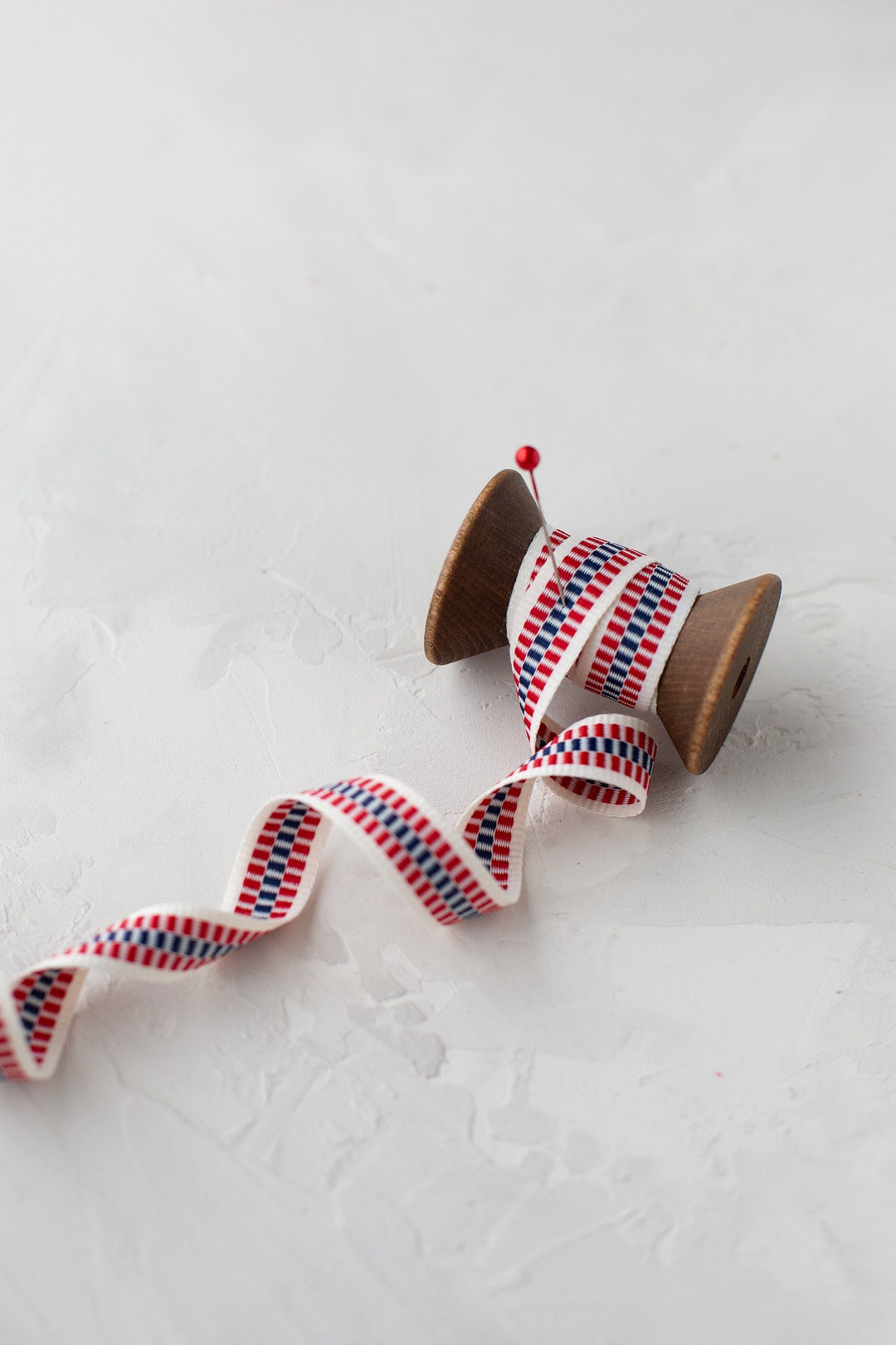 Red + Navy Blue on Natural Cotton Grosgrain Ribbon • 1/2" - Etsy