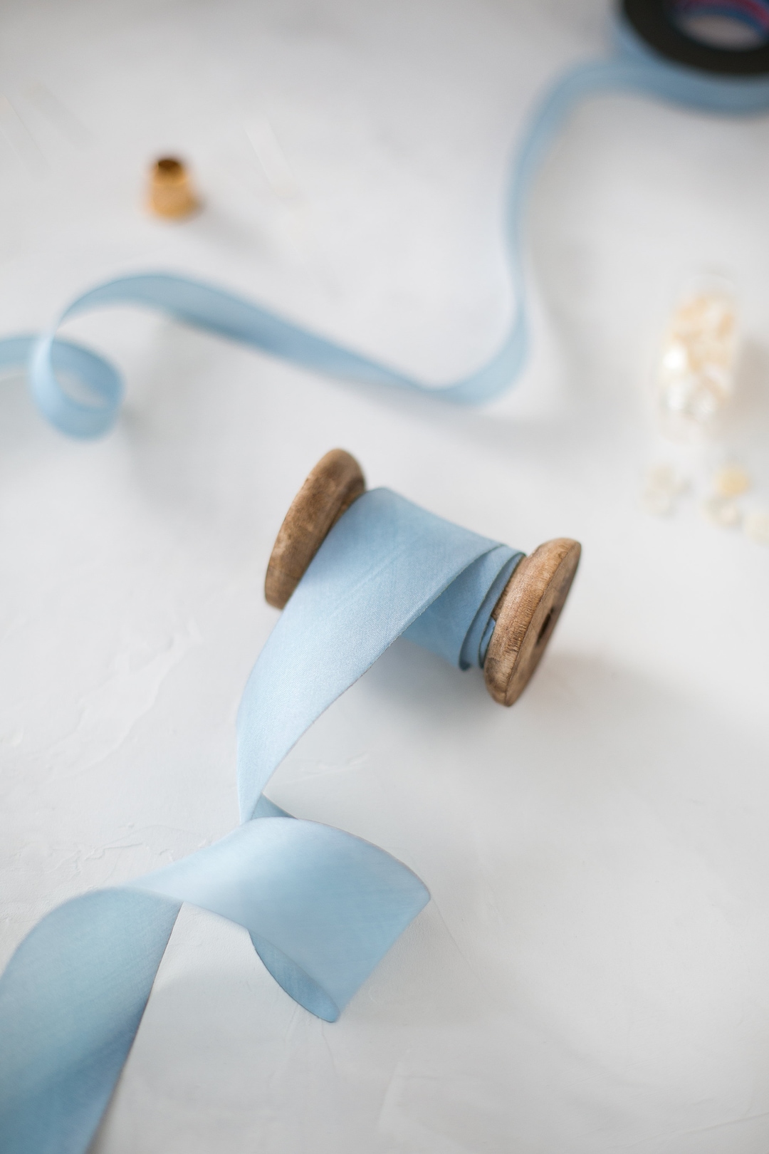 Blue Gray Mist Bias-cut Silk Ribbon: Hand-dyed, Raw Edge • 1/2" • 5/8 ...