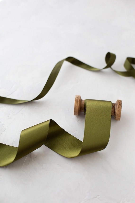 Olive Green Japanese Double Faced Satin Ribbon 1 8 1 4 3 8 1 2 5 8 3 4 1 1.5 2 2.75