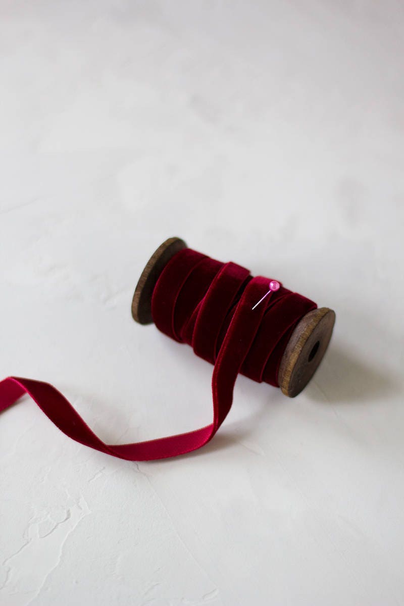 Burgundy Red Velvet Ribbon 1/8 1/4 3/8 - Etsy UK