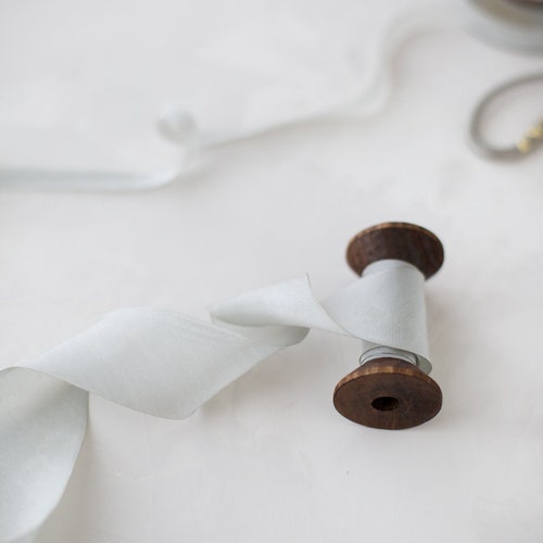 Blue Gray Mist Bias-cut Hand-dyed Silk Charmeuse Ribbon | Etsy