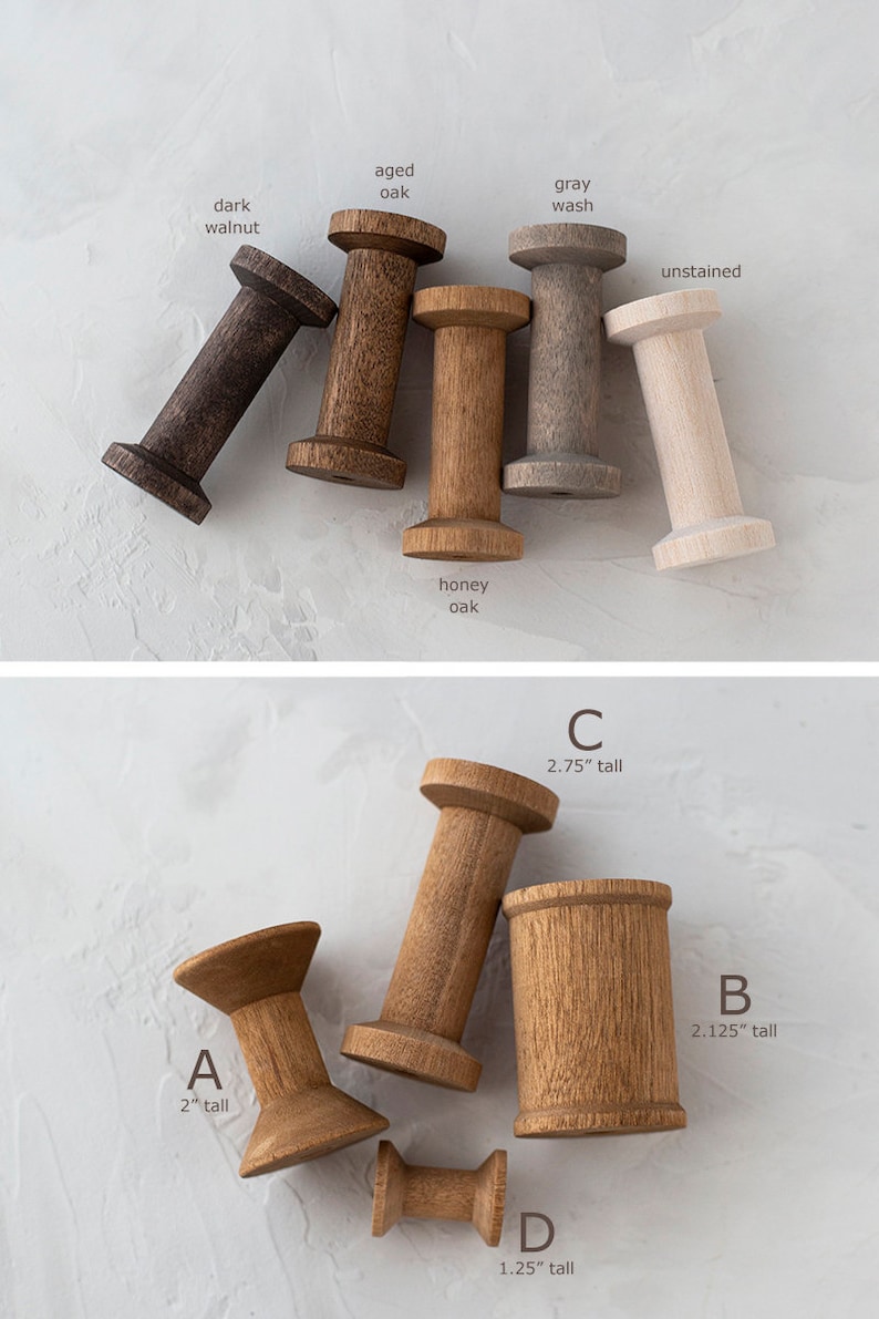 Empty Stained Wood Spool Dark Walnut / Aged Oak / Honey Oak - Etsy