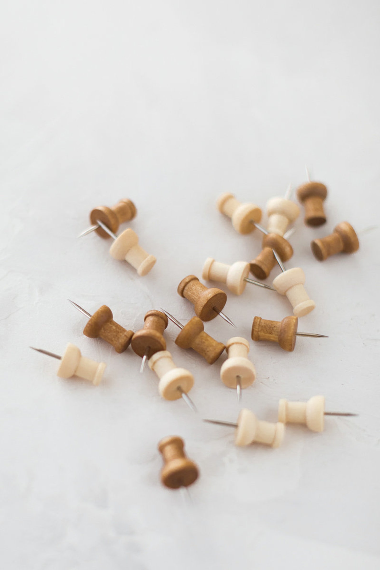 Wood Push Pins 20 Pc Natural / Walnut | Etsy