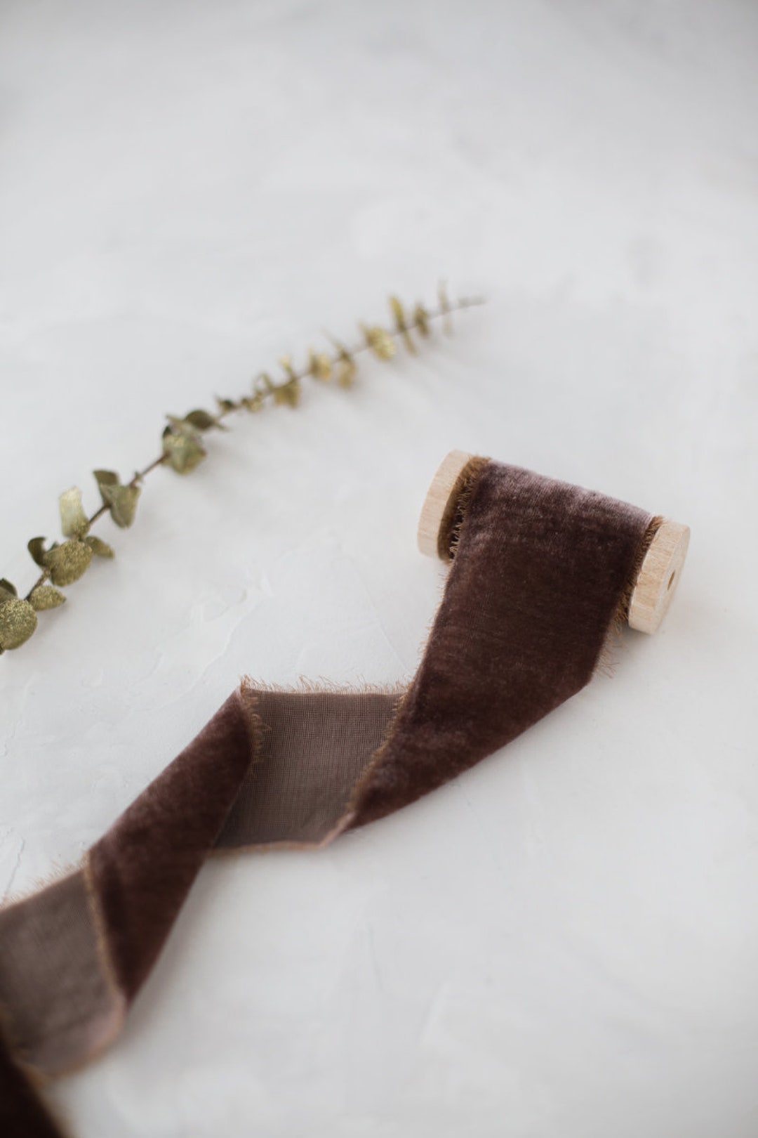 Brown Silk Hand-dyed Frayed Edge Velvet Ribbon (1 Yard) • 1-3/8" • 2 ...