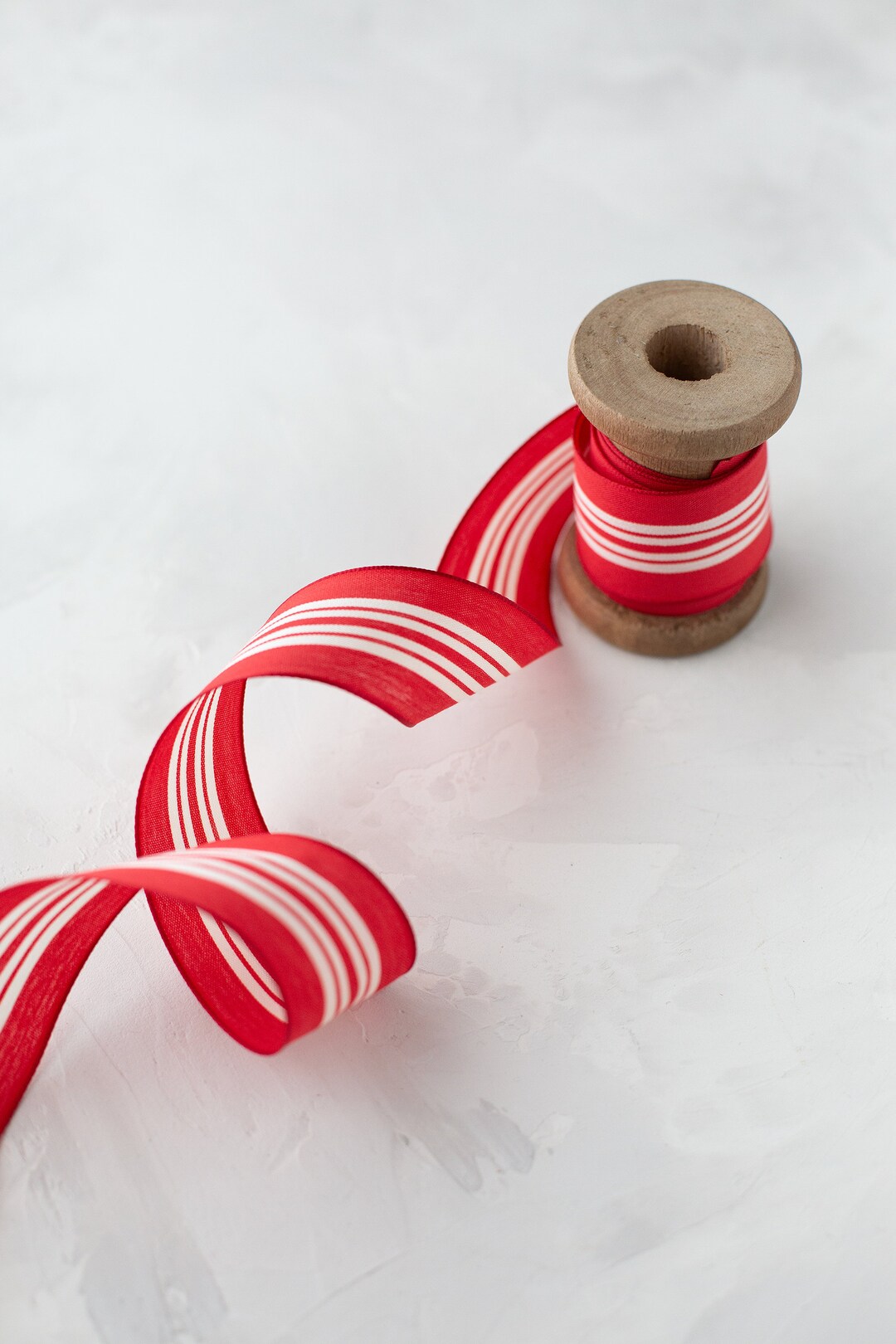 Red + Ivory Striped Wired Ribbon • 1.5" - Etsy