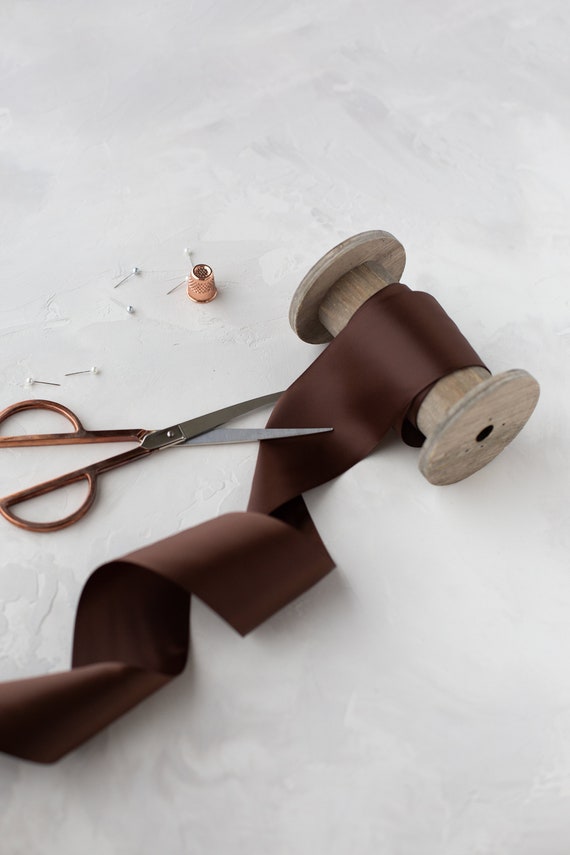 Chocolate Brown Double faced Satin Ribbon 1.5 2.25 3 4 Etsy Ireland