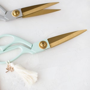 Pastel Painted Metal Crafting Scissors W/ Gold Details + Tassel + Charm ...