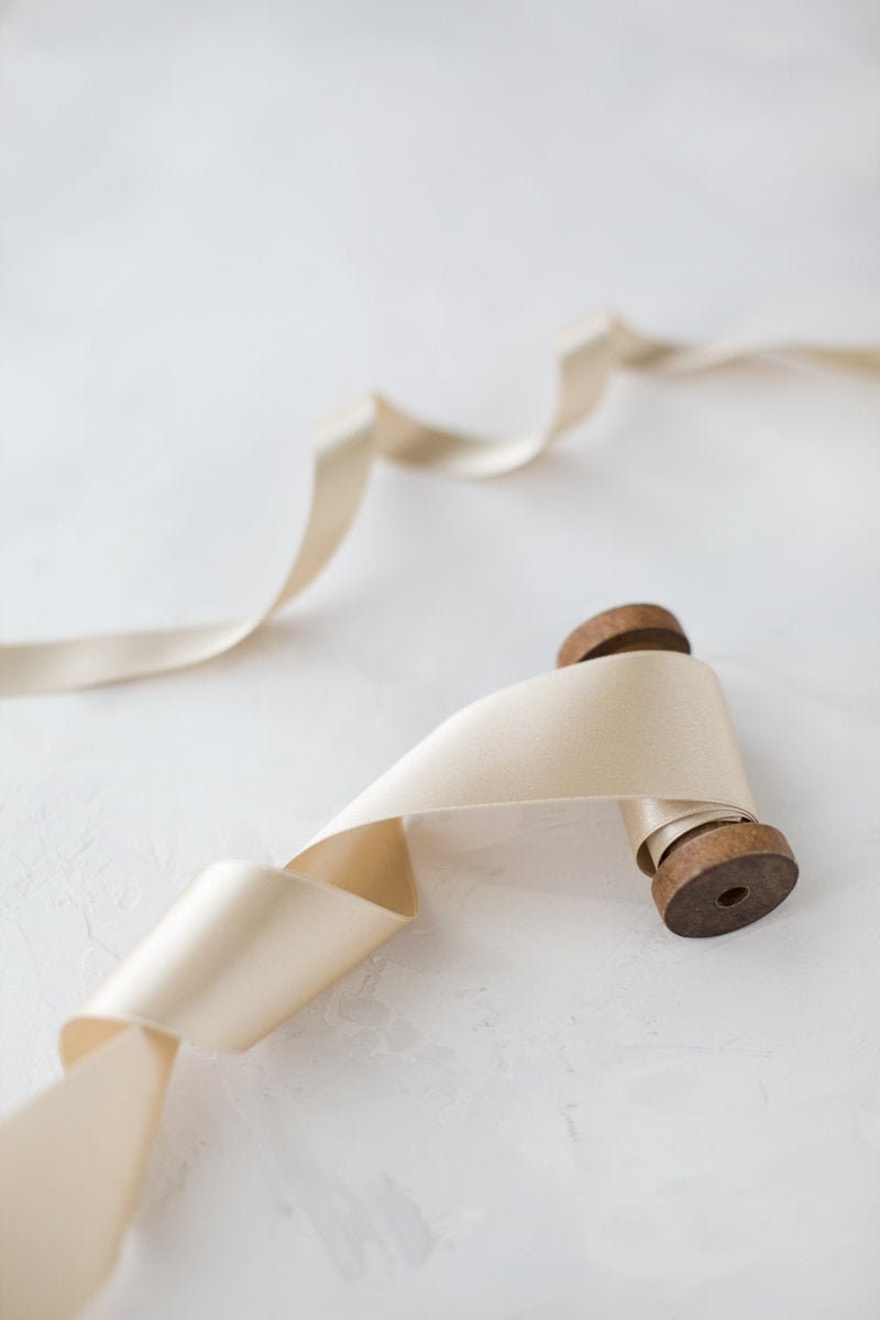 Champagne Double-Faced Satin Ribbon 1/8 1/4 | Etsy