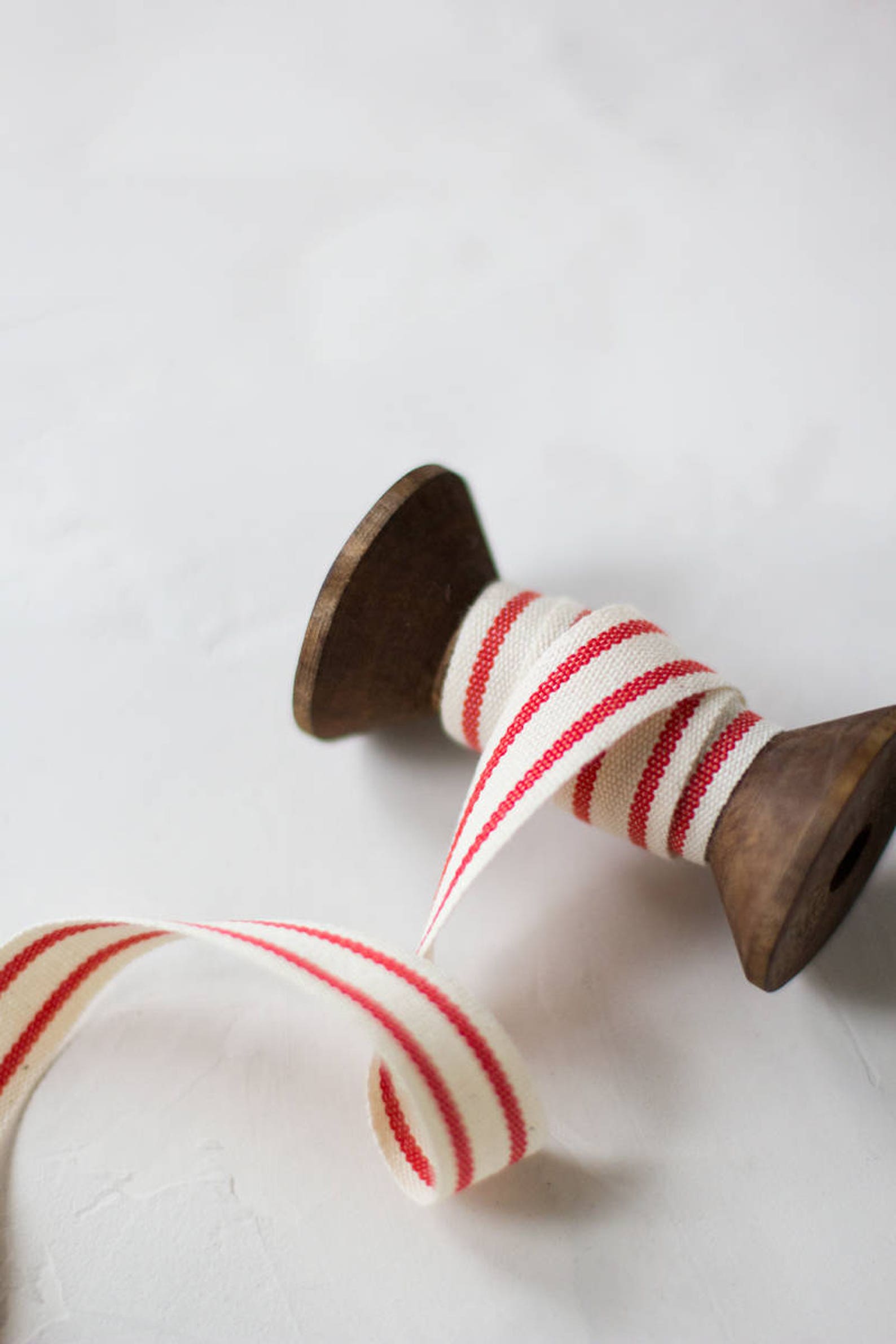Red Natural Double Stripe Cotton Blend Ribbon 5/8 - Etsy
