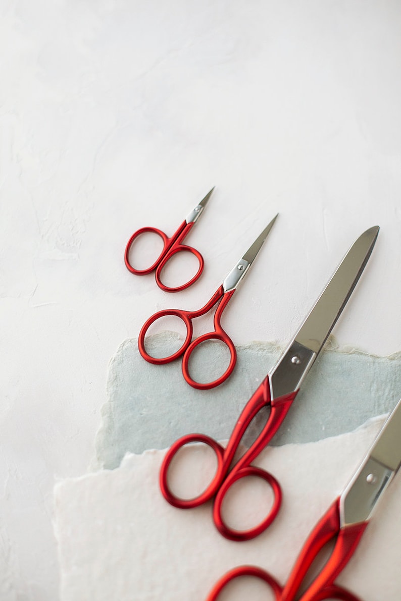 Scarlet Red Soft Touch Scissors • Mini / Small / Medium / Large / Jumbo ...