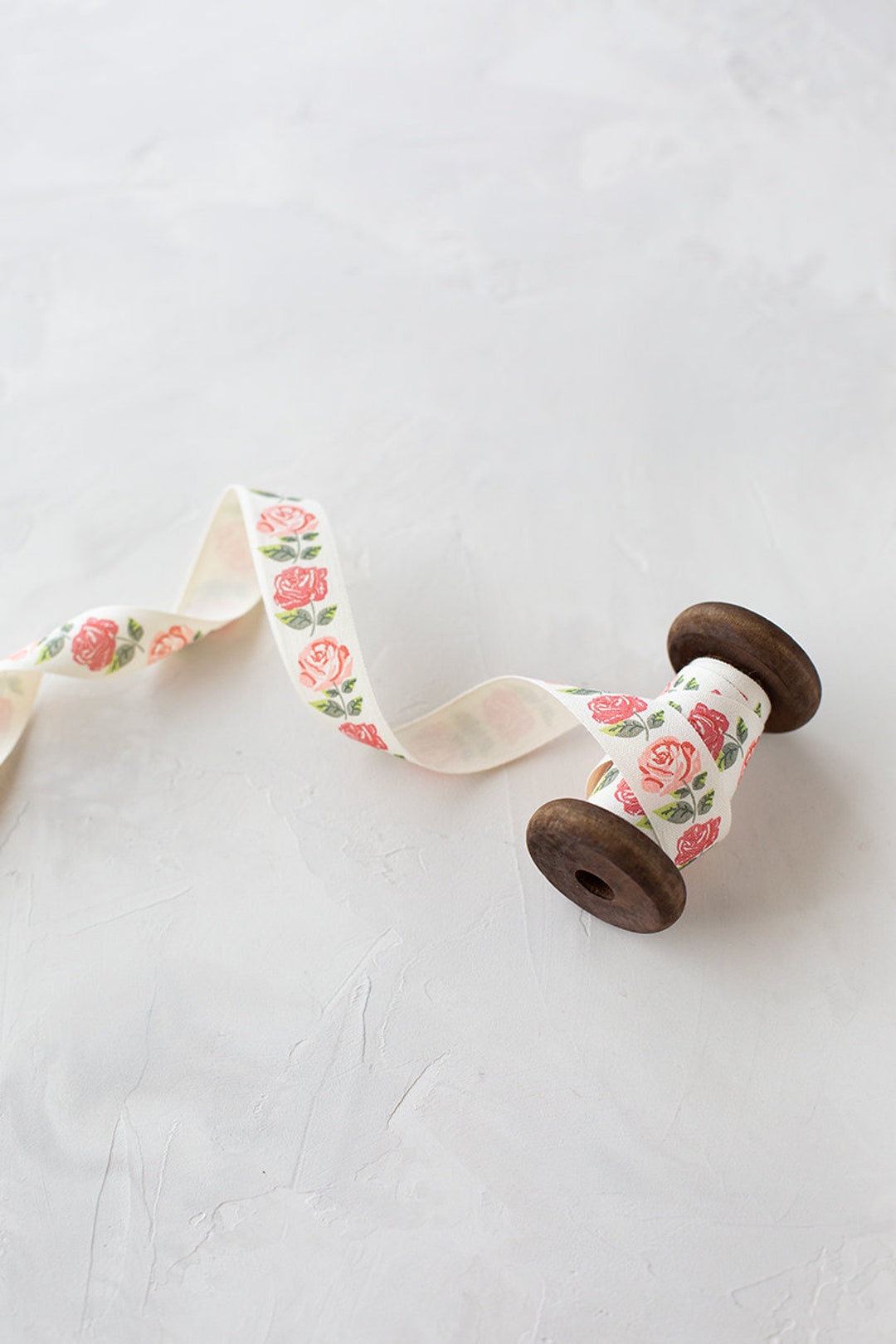 Red Pink Rose + Natural Cotton Ribbon • 3/4" - Etsy