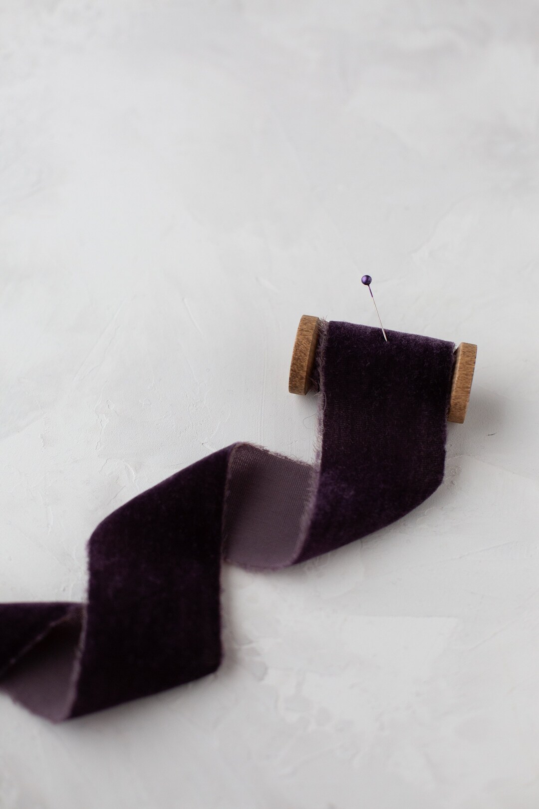 Deep Eggplant Purple Frayed Edge Velvet Ribbon 2 3 Yards - Etsy