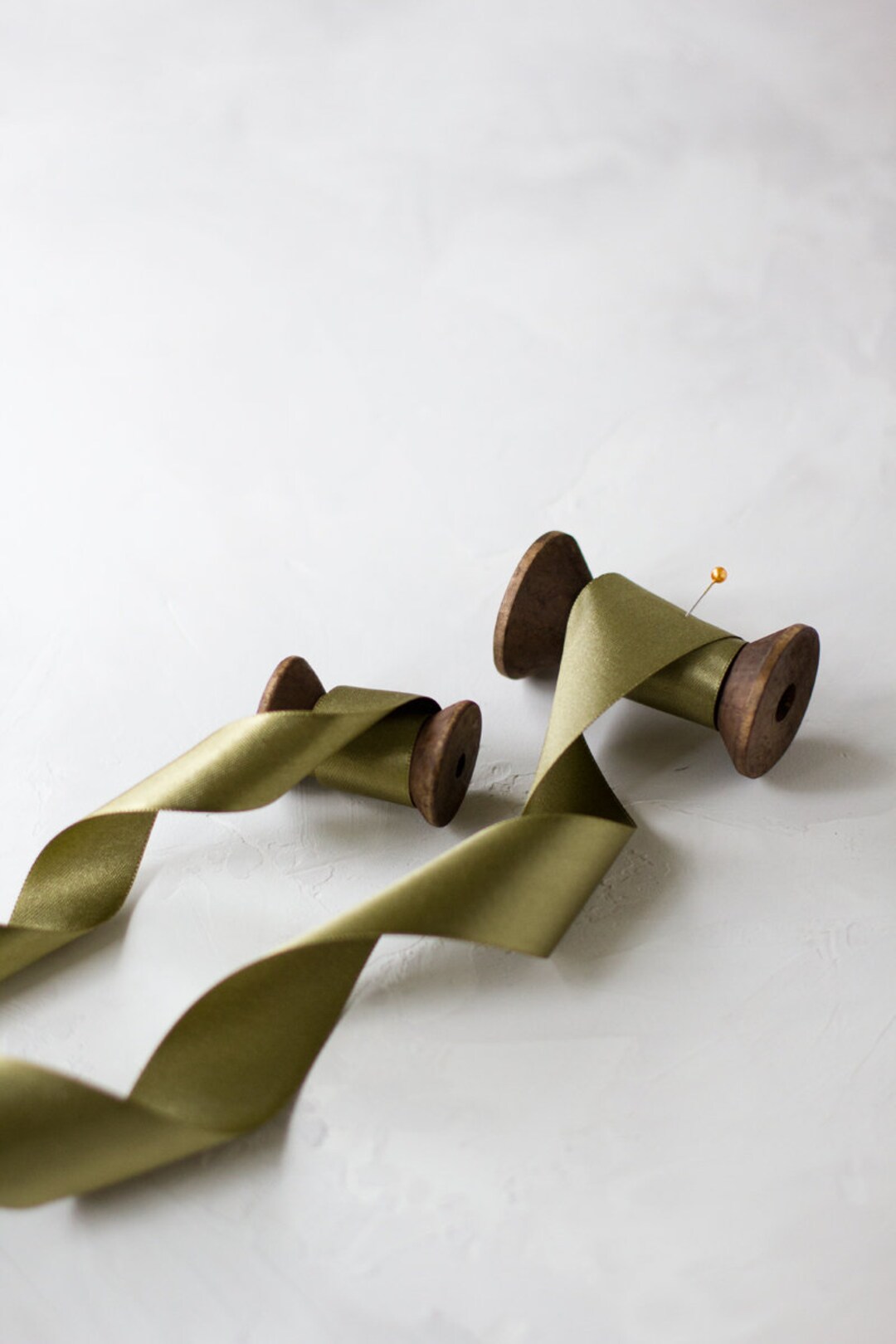 Olive Moss Green Luster Double-faced Satin Ribbon • 5/8" • 7/8" • 1.5 ...