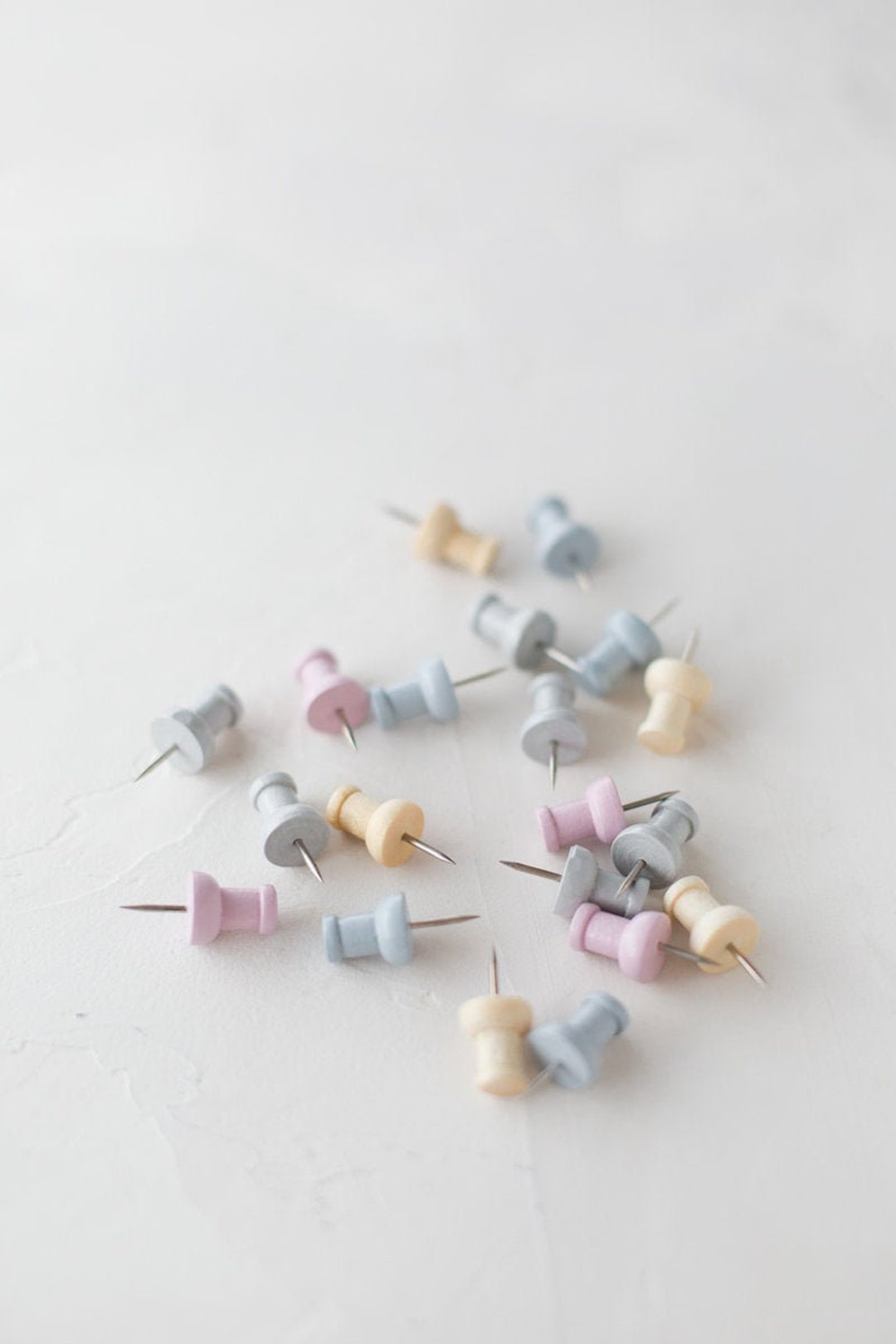 Pastel Painted Wood Push Pins • 20 Pc • Gray / Blue Gray / Lavender ...