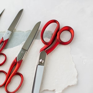 Scarlet Red Soft Touch Italian Scissors • Mini / Small / Medium / Large ...