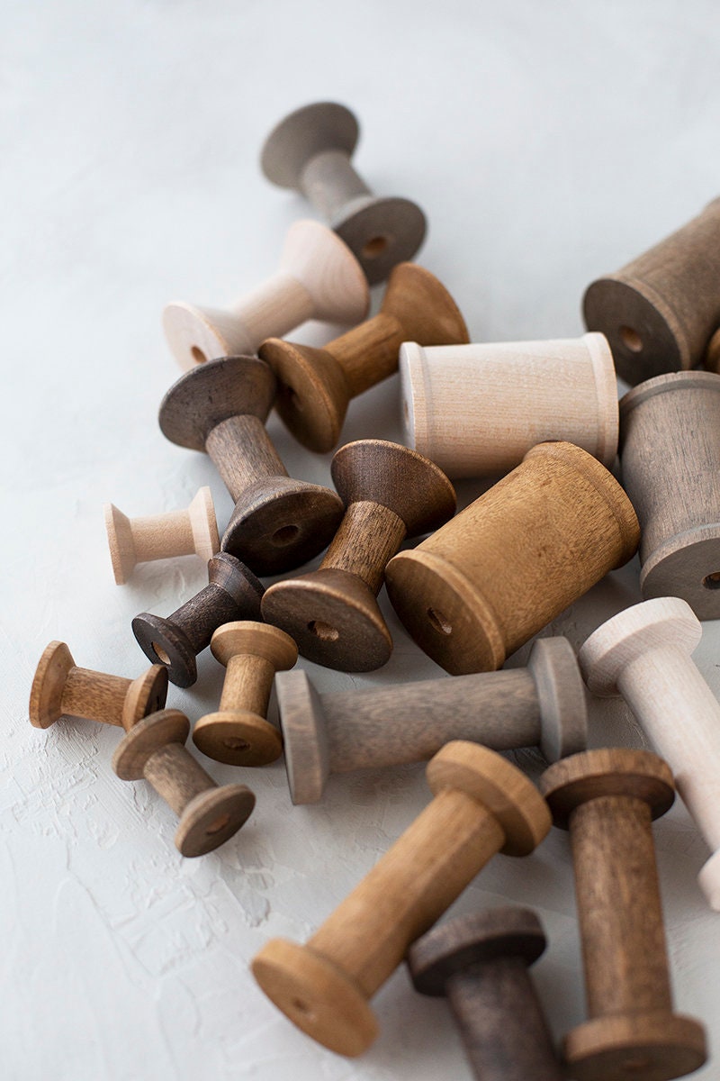 Empty Stained Wood Spool Dark Walnut / Aged Oak / Honey Oak | Etsy