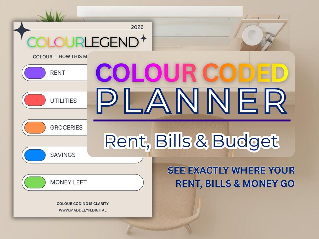Colour Coded Rent, Bills and Money Planner |calendar | Not Another ...