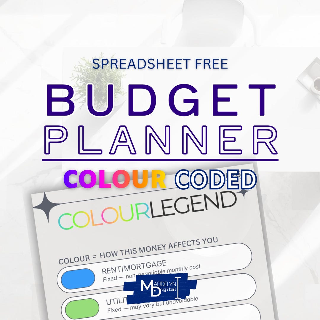 Digital Budget Planner + Printable • Colour Coded Monthly Finance ...
