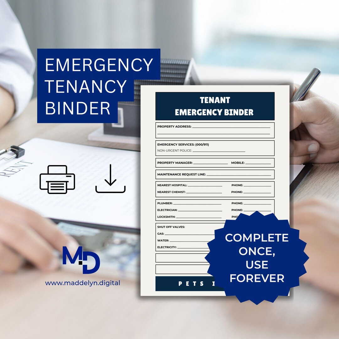Rental Emergency Contact Sheet Printable: Tenant Reference Guide for ...