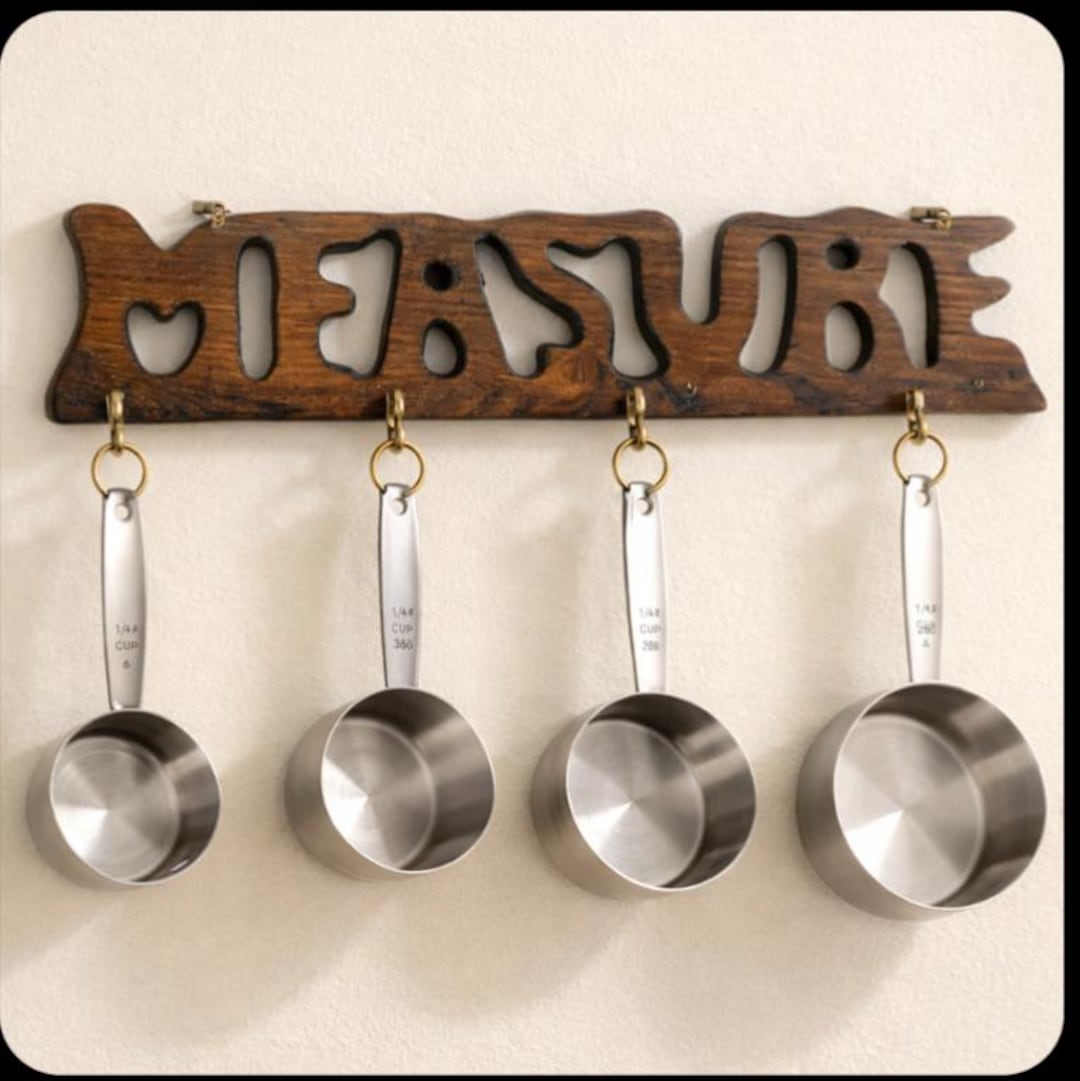 Vintage Wooden Measuring Cup Rack | Farmhouse Kitchen Organizer - Etsy